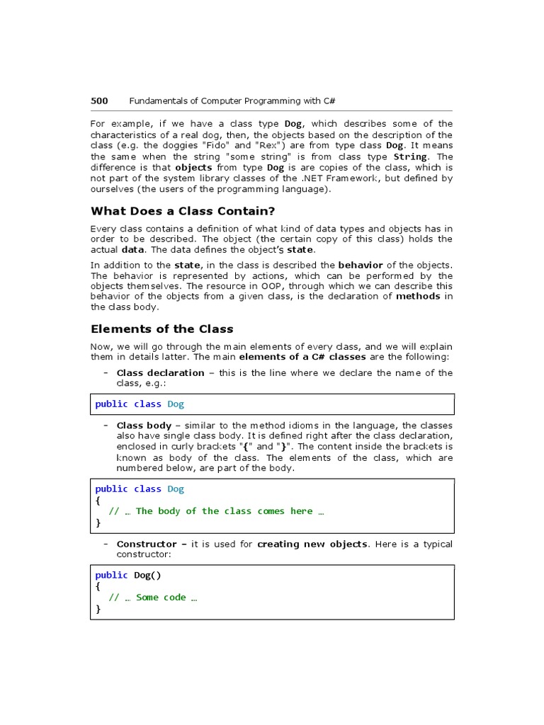 What Does A Class Contain?: Dog Dog String Dog | PDF | Class (Computer ...