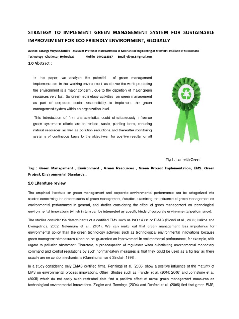 Green Management Strategies for Sustainability | PDF | Emissions ...