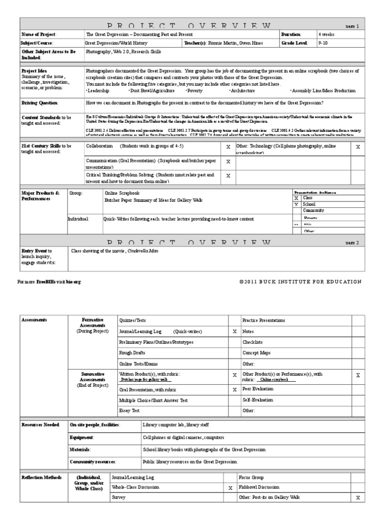 Project - Overview PBL Great Depression | PDF | Educational Assessment ...