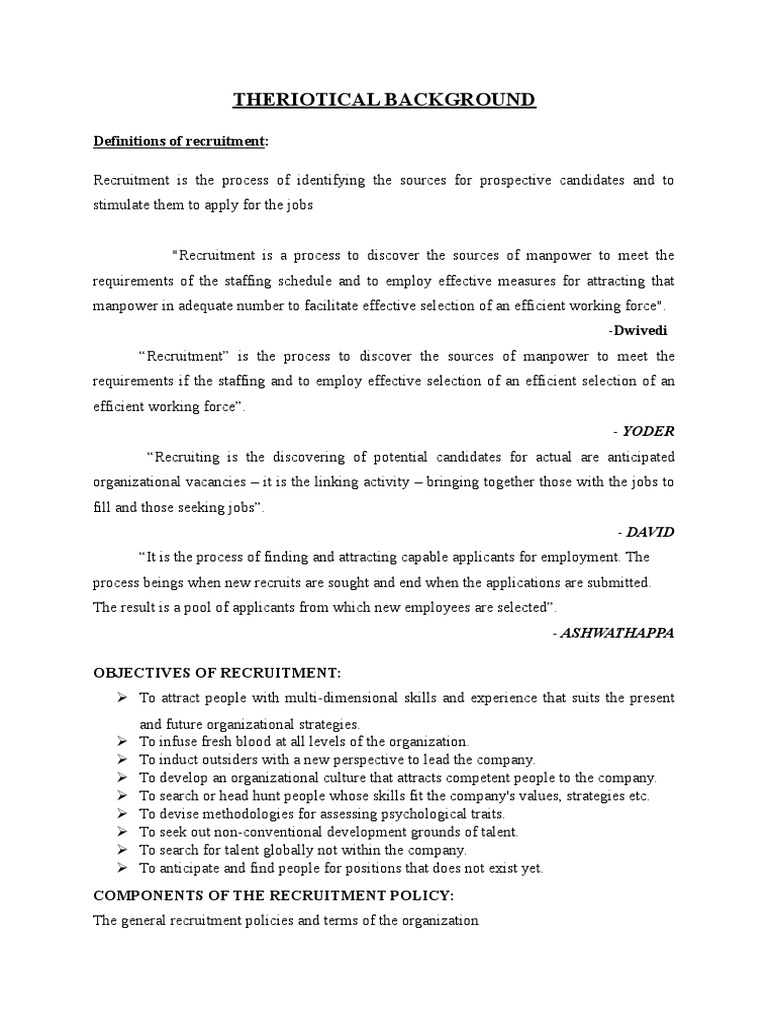Theriotical Background | PDF | Recruitment | Employment