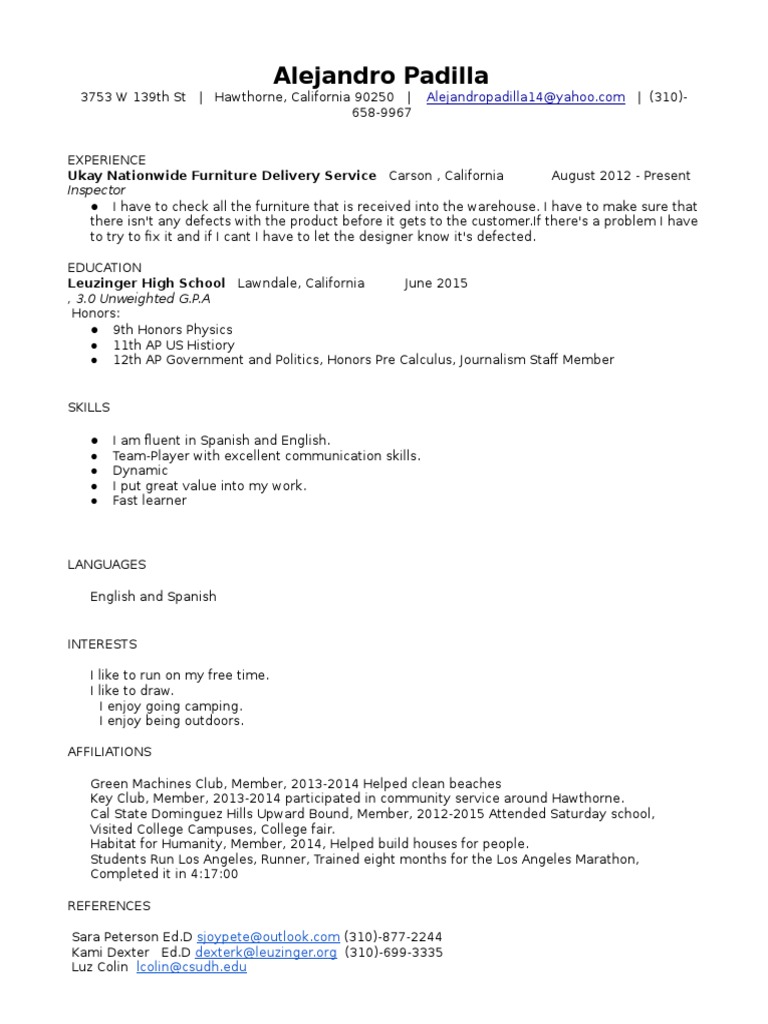 Alejandro Padilla's Resume Summary | PDF | Career & Growth | Self ...