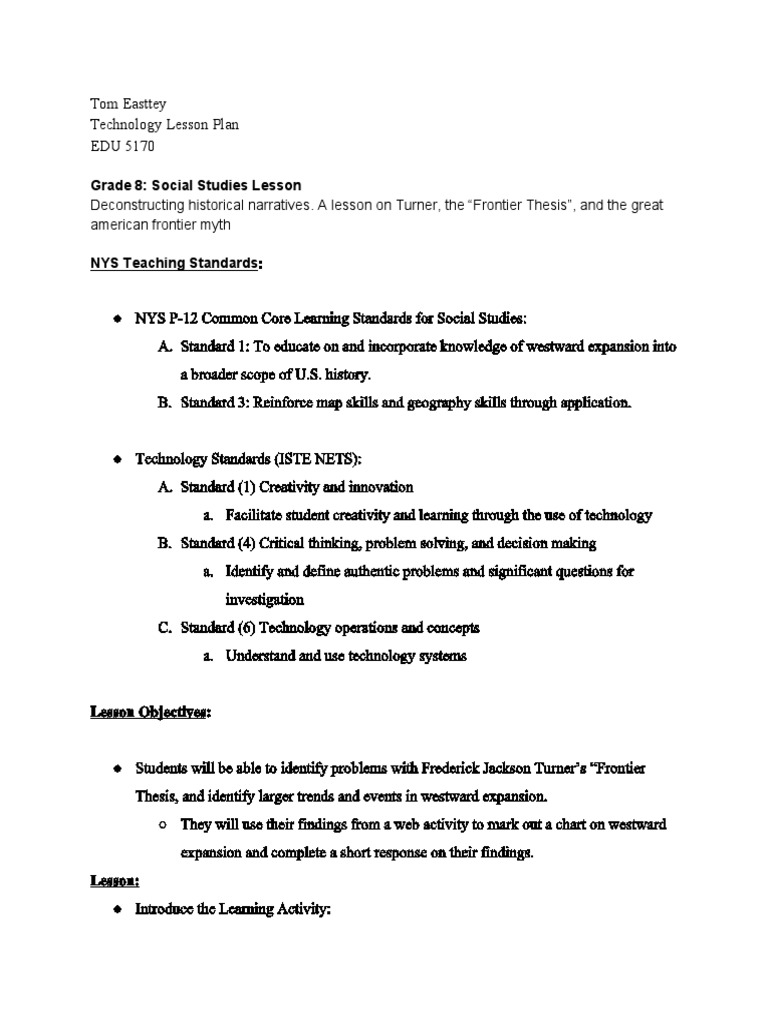 8th Grade Social Studies Lesson Plan | PDF | Art