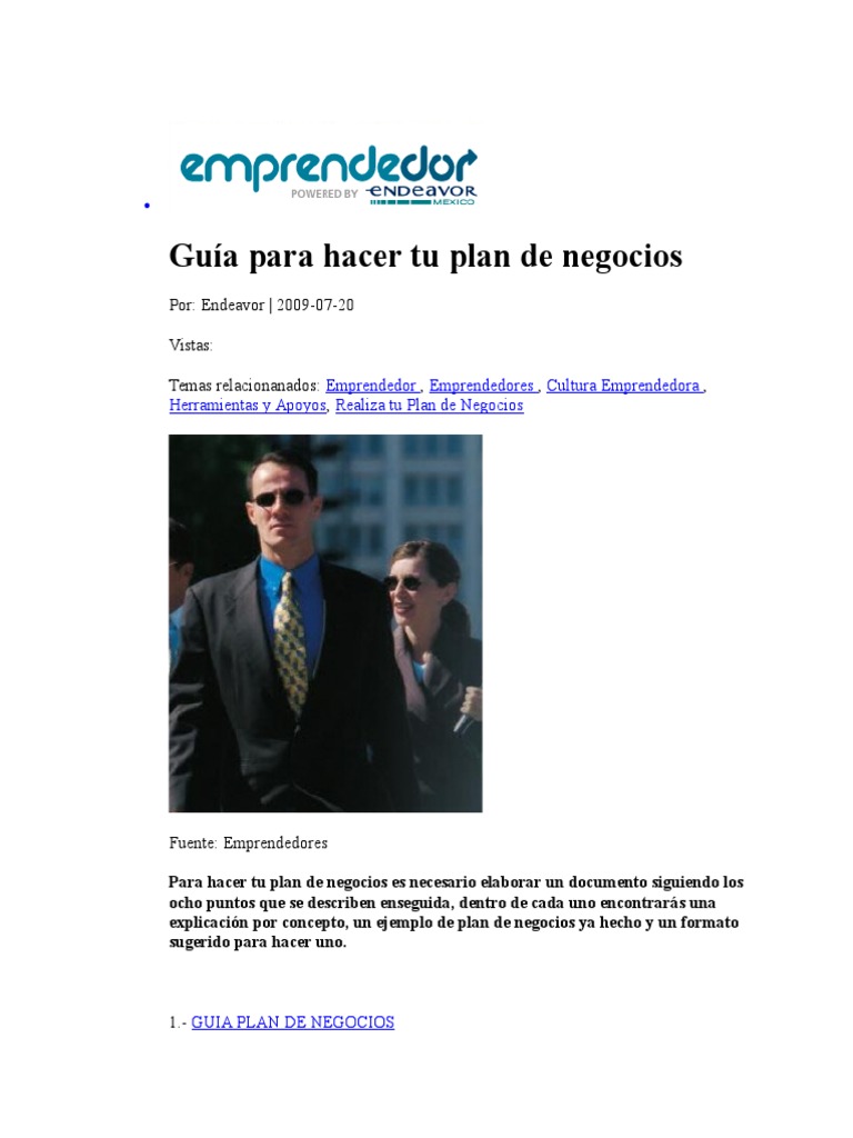 Guía para Hacer Tu Plan de Negocios | PDF | Marketing | Producto (Negocio)