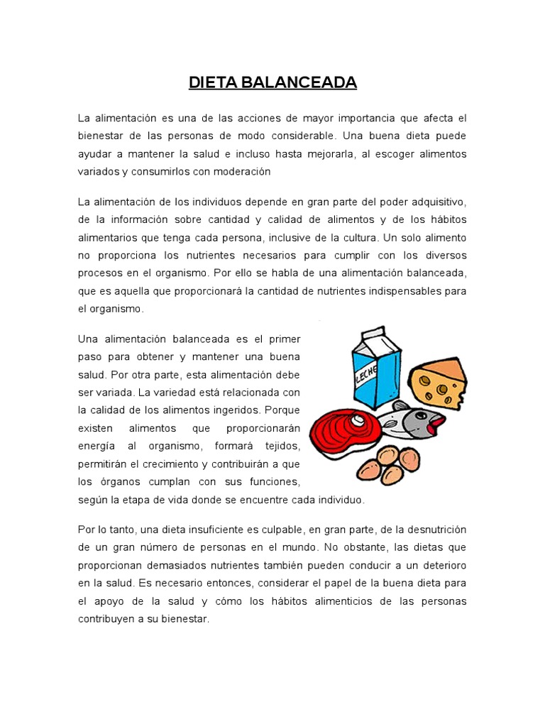 Alimentación Variada y Balanceada | PDF | Dieta | Nutrientes