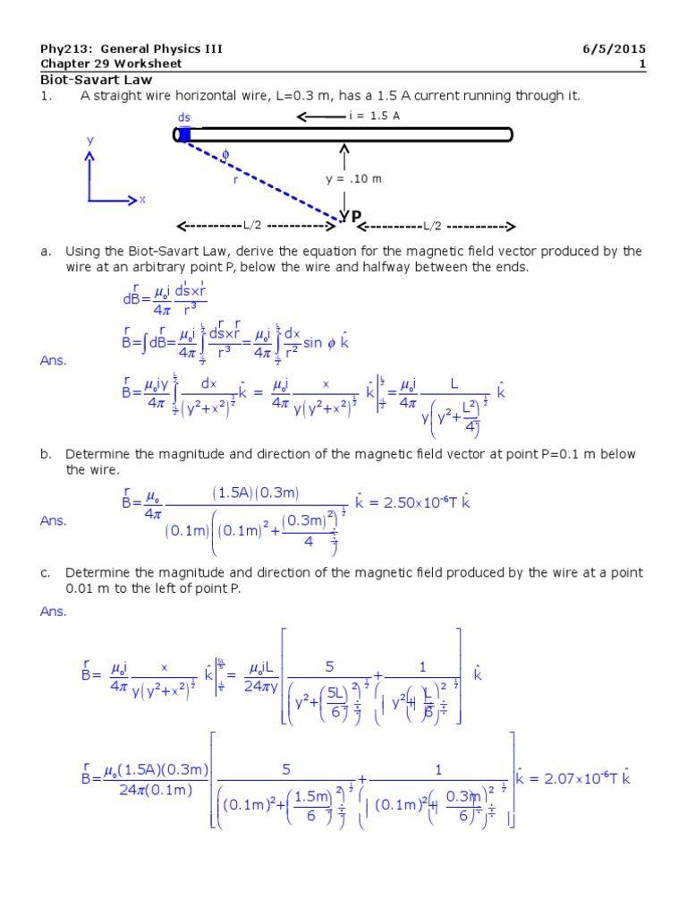 Physics III: Magnetic Fields Worksheet | PDF | Magnetic Field | Mass