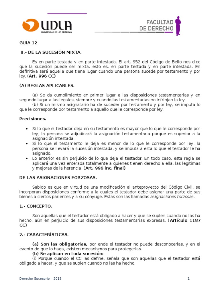 Sucesión Mixta: Conceptos y Reglas | PDF | Voluntad y testamento | Herencia