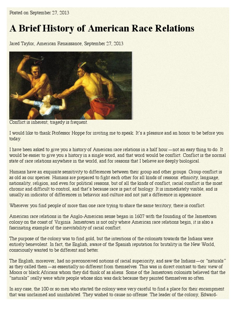 A Brief History of American Race Relations - American Renaissance ...