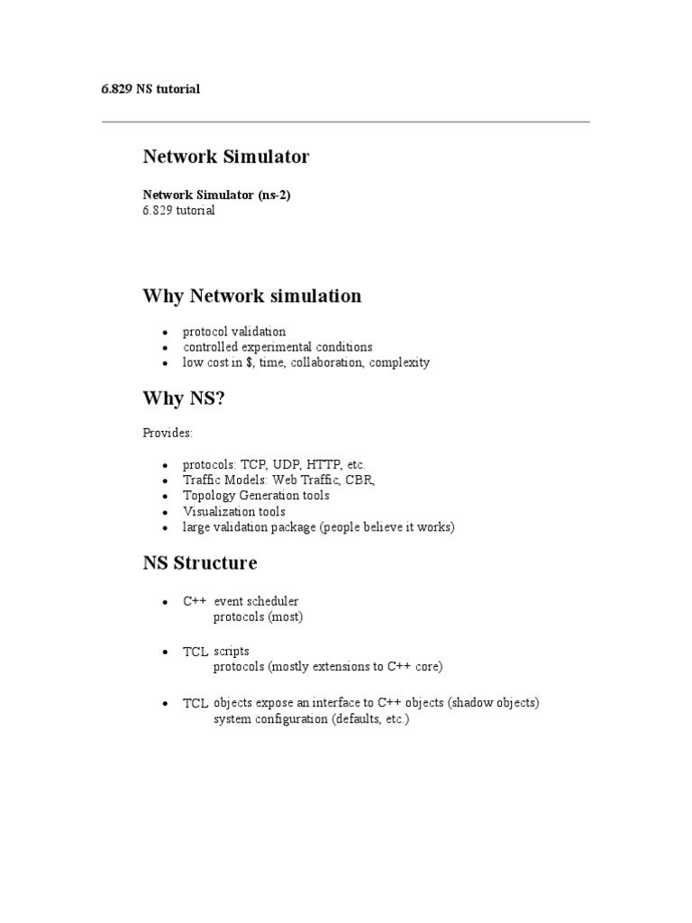 6.829 NS Tutorial | PDF | Transmission Control Protocol | Computer Network