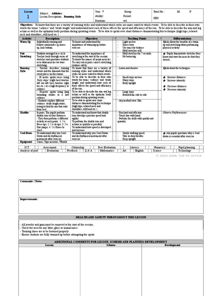 Athletics LessonPlans | PDF | Recreation | Sports