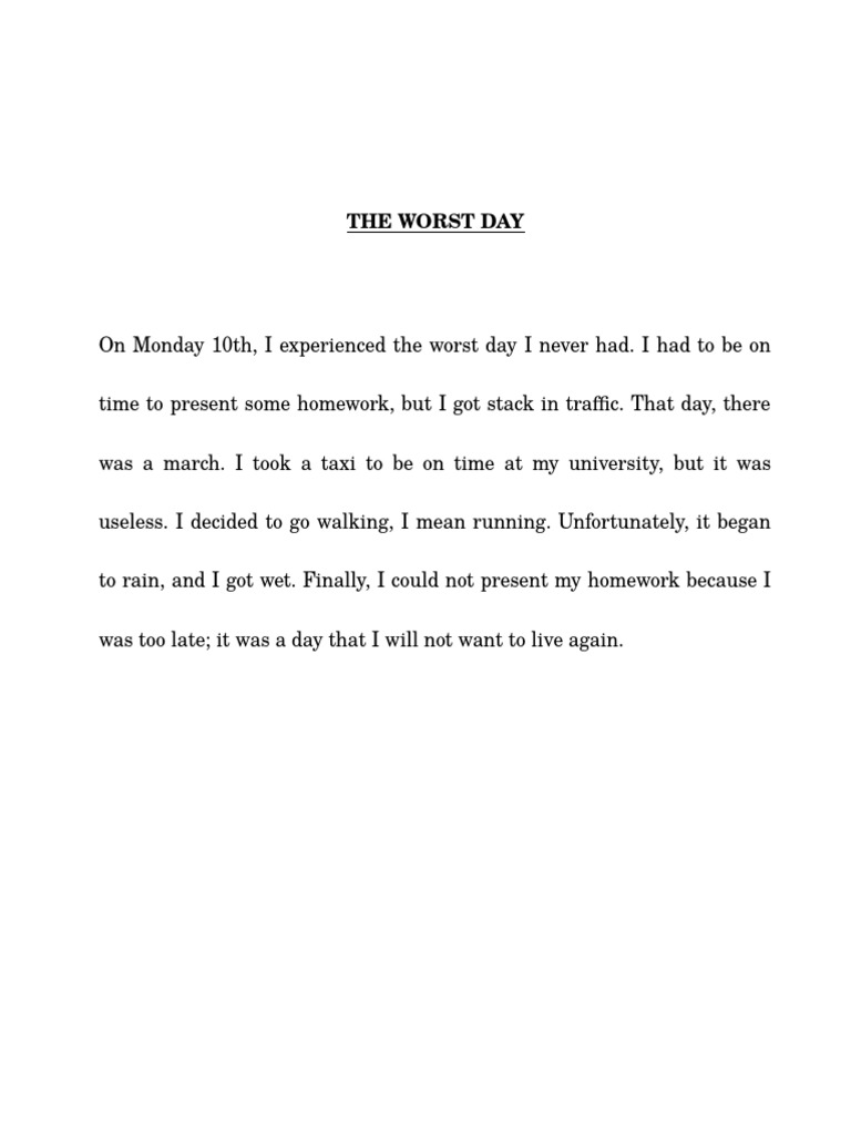 My Unforgettable Worst Day Experience | PDF | Poetry | General Fiction
