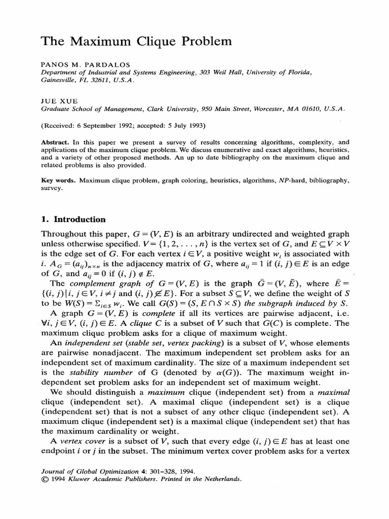 Maximum Clique Problem | PDF | Linear Programming | Graph Theory
