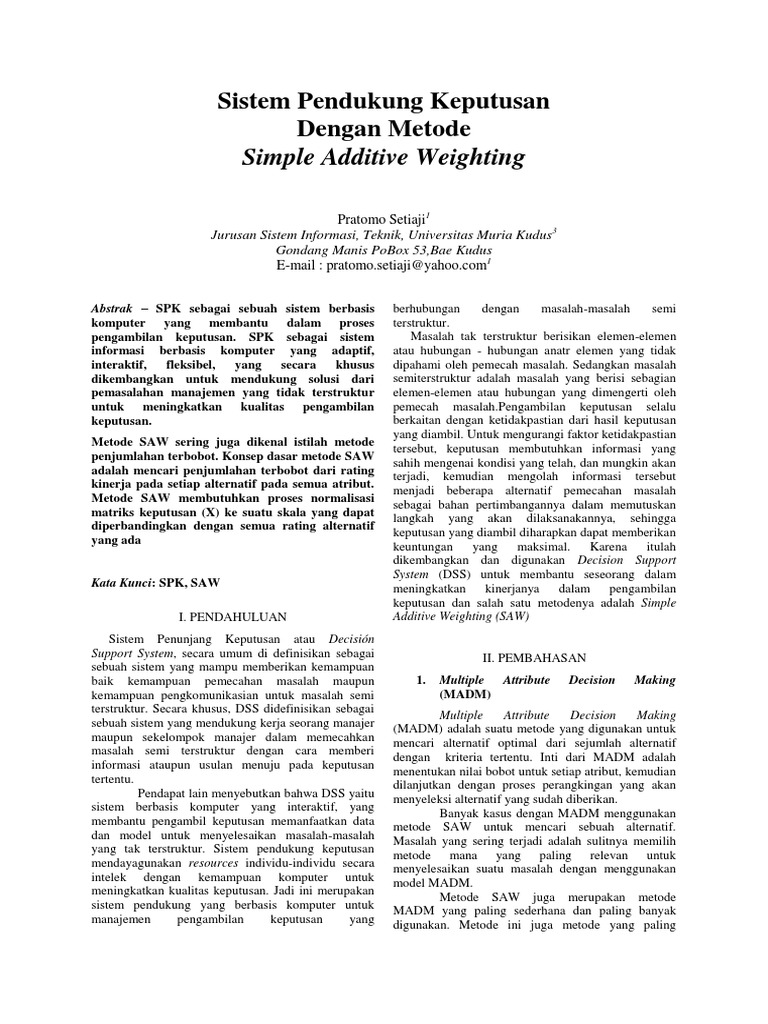 Metode Saw | PDF