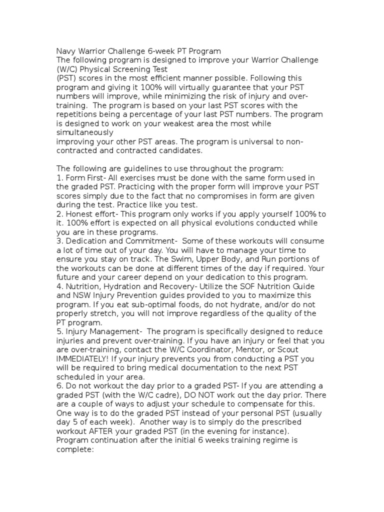 Navy Warrior Challenge 6 | PDF | Muscle | Aerobic Exercise