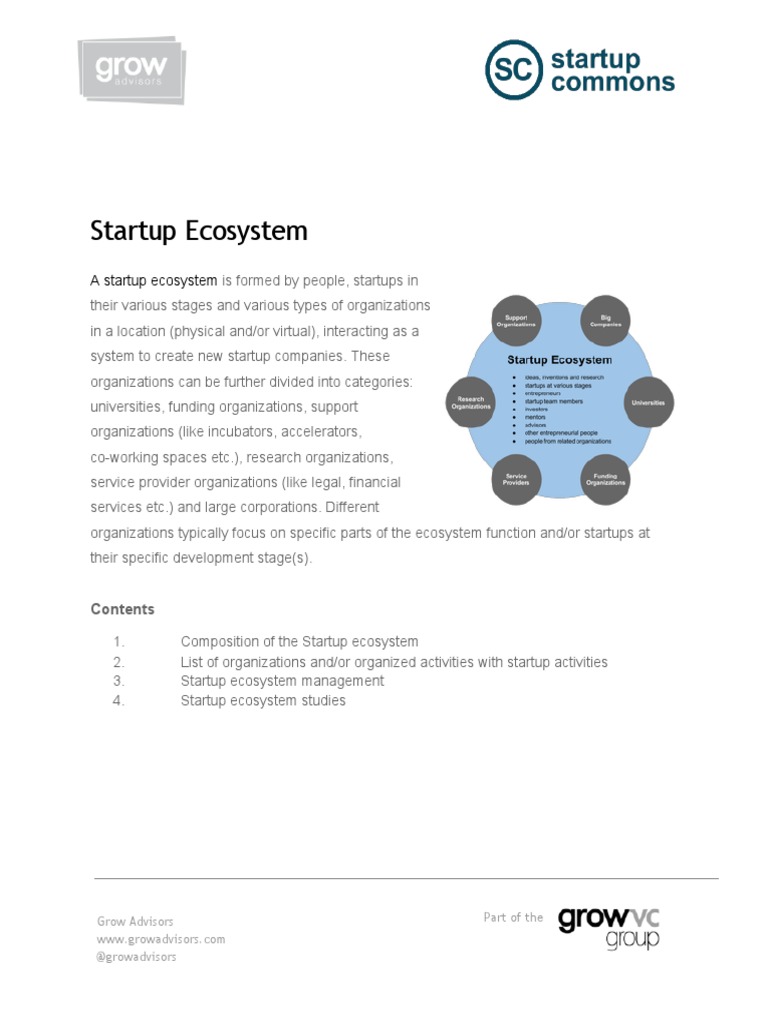 White Paper Start Ups Ecosystems | PDF | Ecosystem | Startup Company