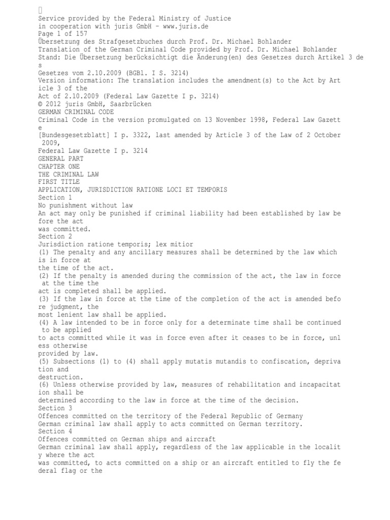 German Criminal Code | PDF | Mandatory Sentencing | Fine (Penalty)