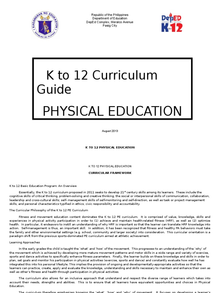Pe 1-10 CG | PDF | Physical Education | Curriculum