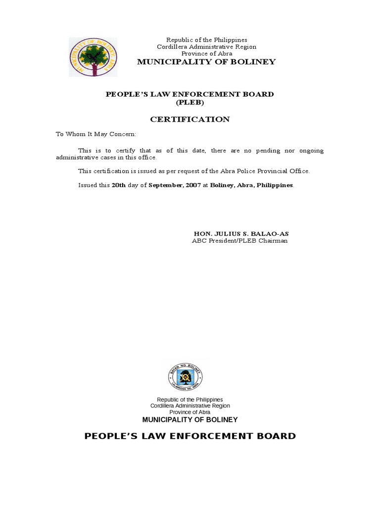 Cert. Pleb | PDF | Social Institutions | Social Science