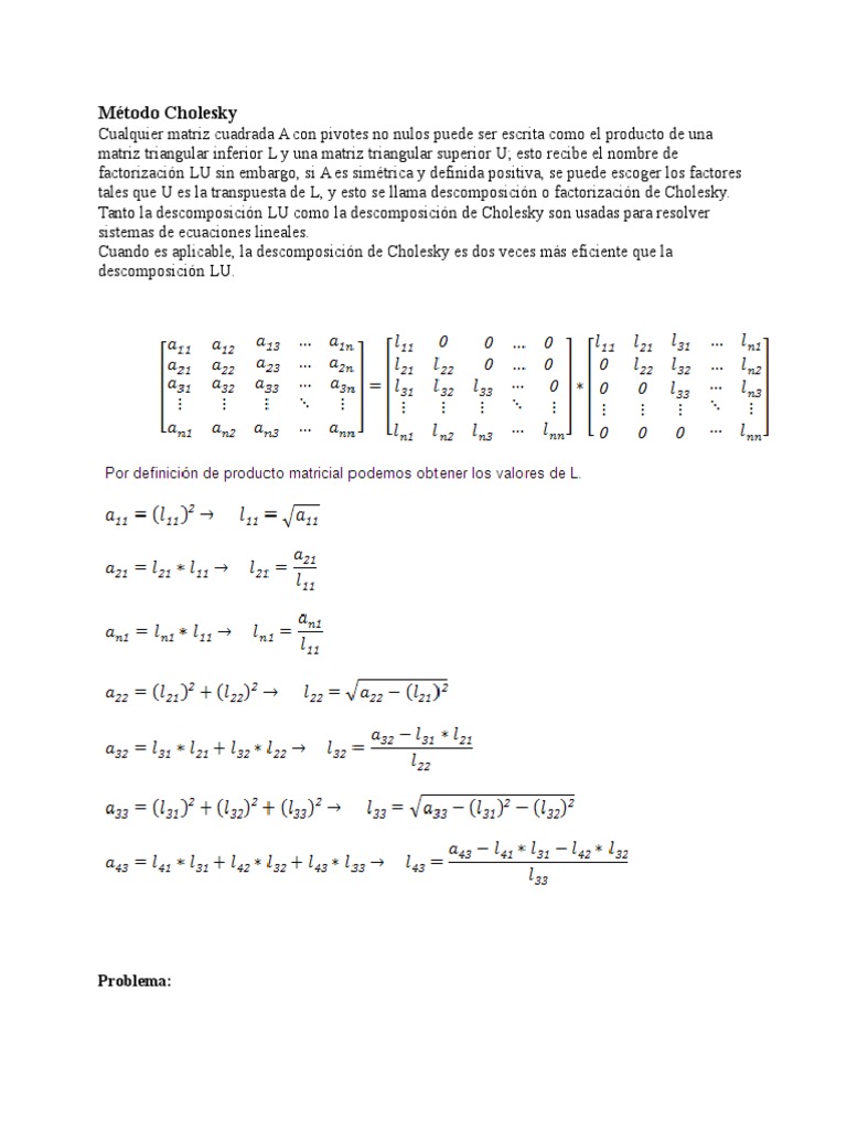 Metodo Cholesky | PDF