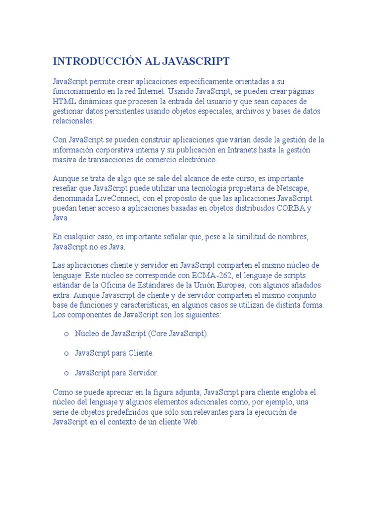 Introducción Al Javascript | PDF | Script Java | HTML Introducción Al Javascript | PDF | Script Java | HTML