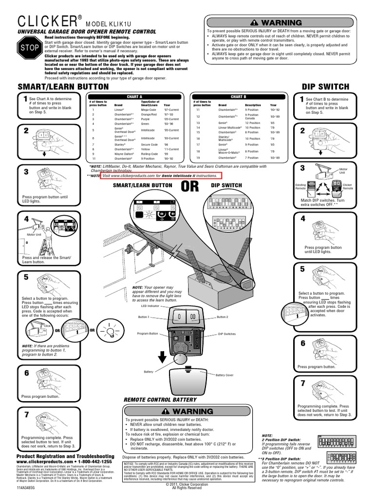 Clicker: Dip Switch Smart/Learn Button | PDF | Manufactured Goods ...