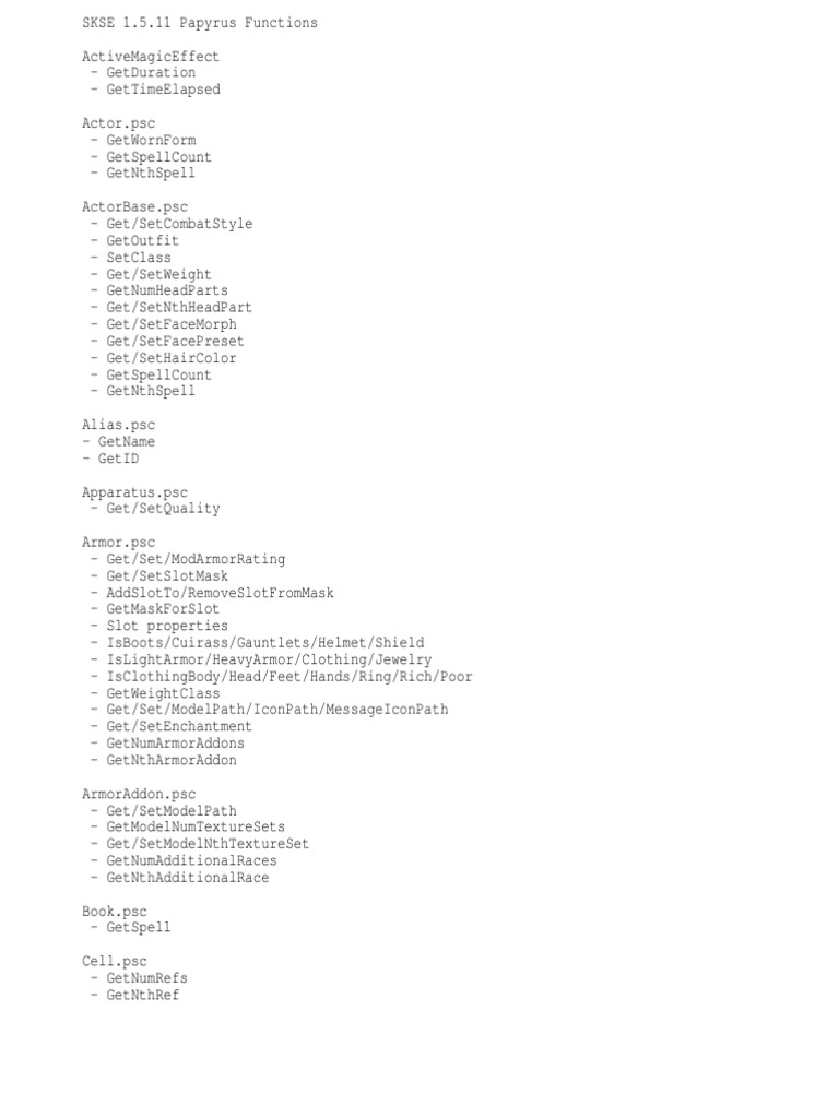 Skse Papyrus Docs | PDF