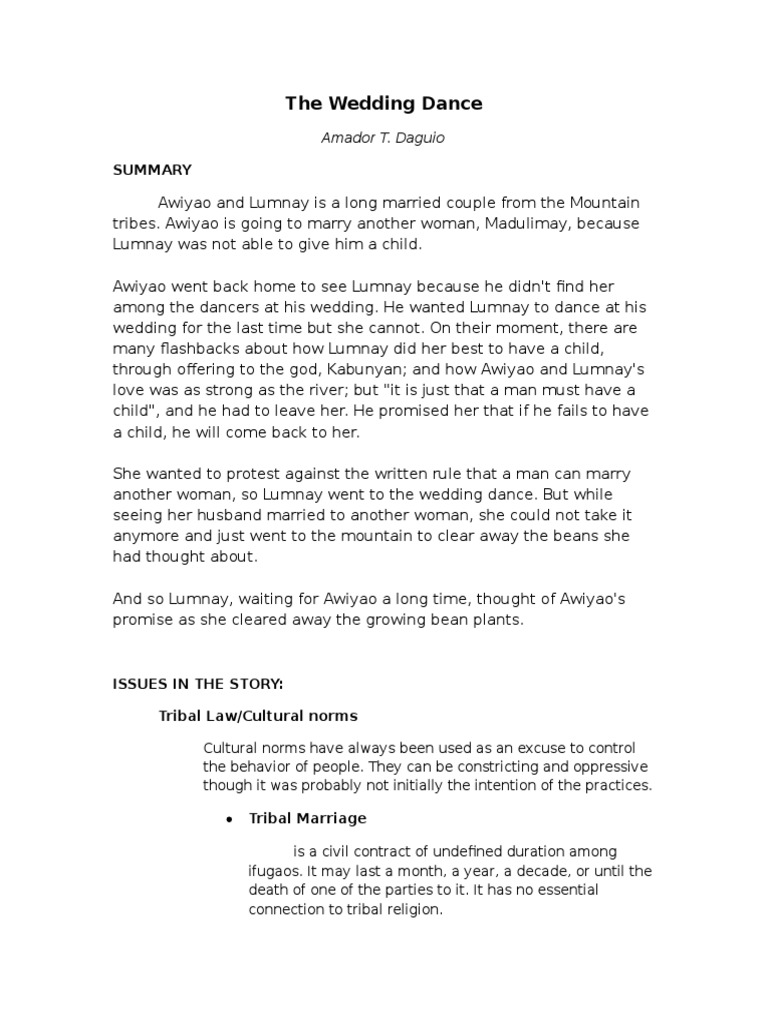 The Wedding Dance Summary and Analysis | PDF | Marriage | Divorce