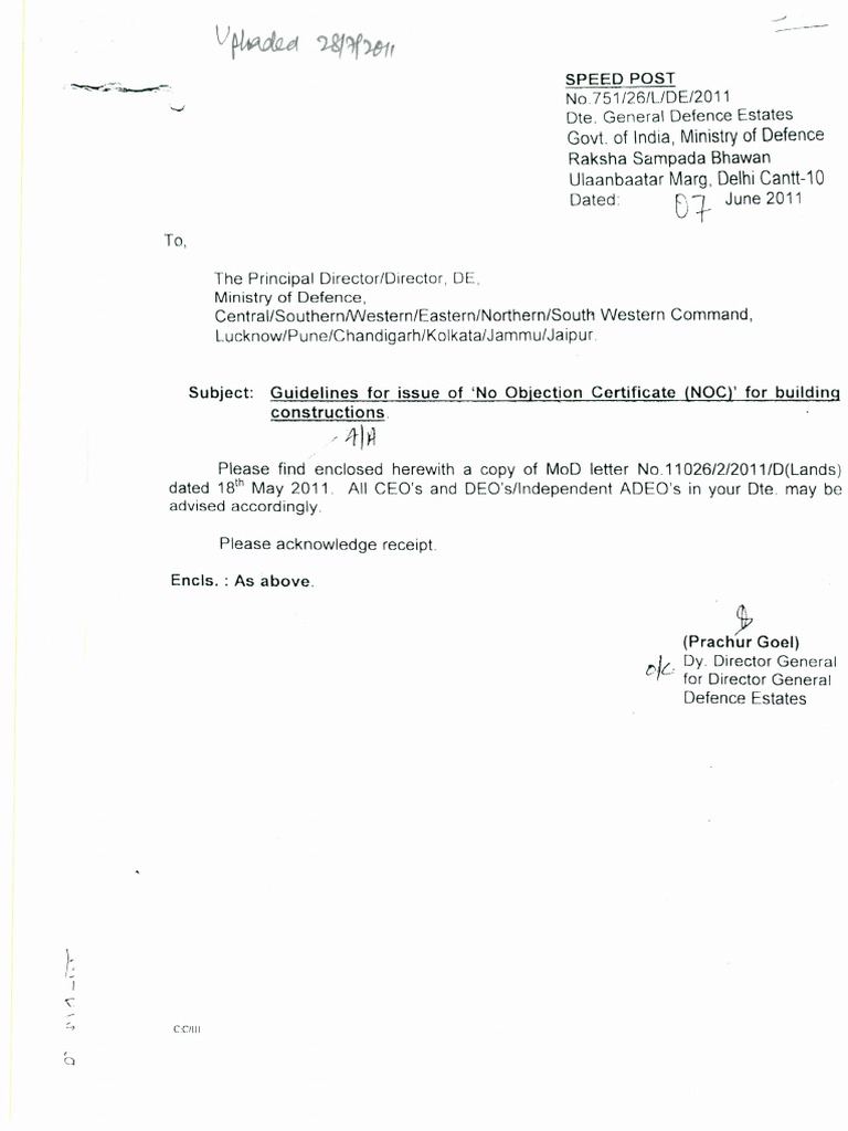 Guidelines for issue of 'No Objection Certificate (NOC) for building ...