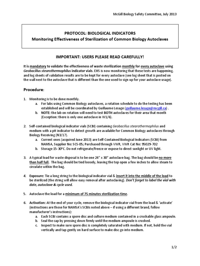 Biological Indicator PDF | Download Free PDF | Sterilization ...