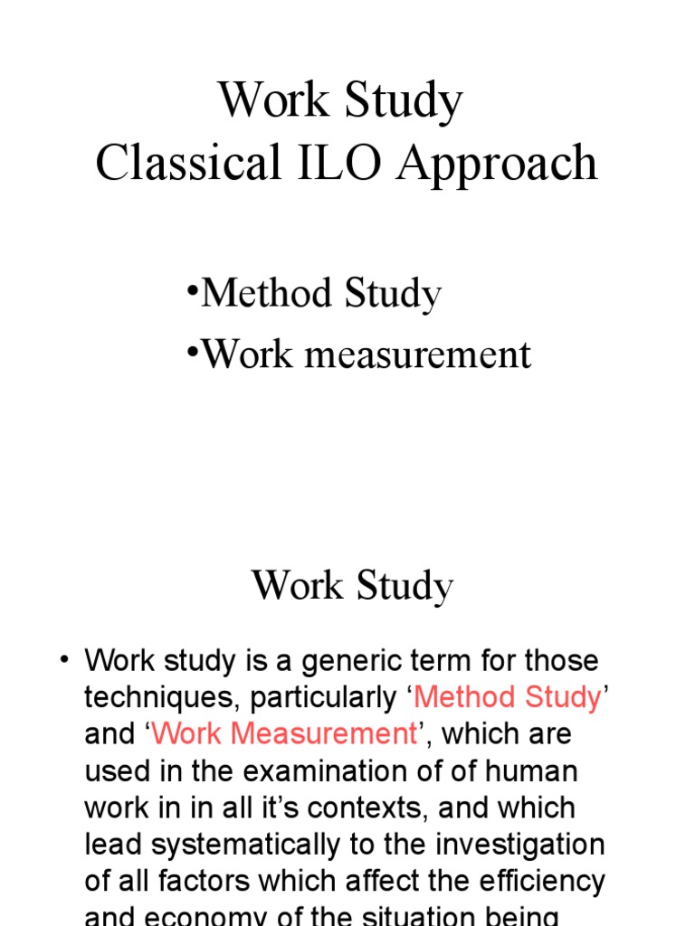 Work Study Classical ILO Approach | PDF | Hand | Blade