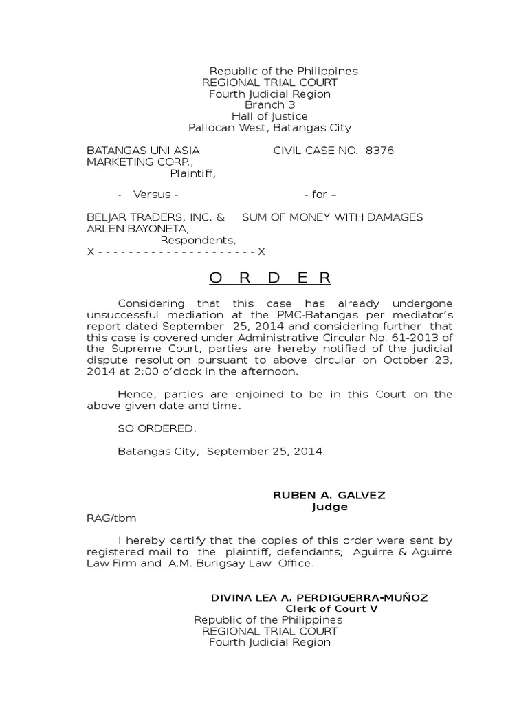 Judicial Dispute Resolutions in Batangas | PDF | Lawsuit | Judge