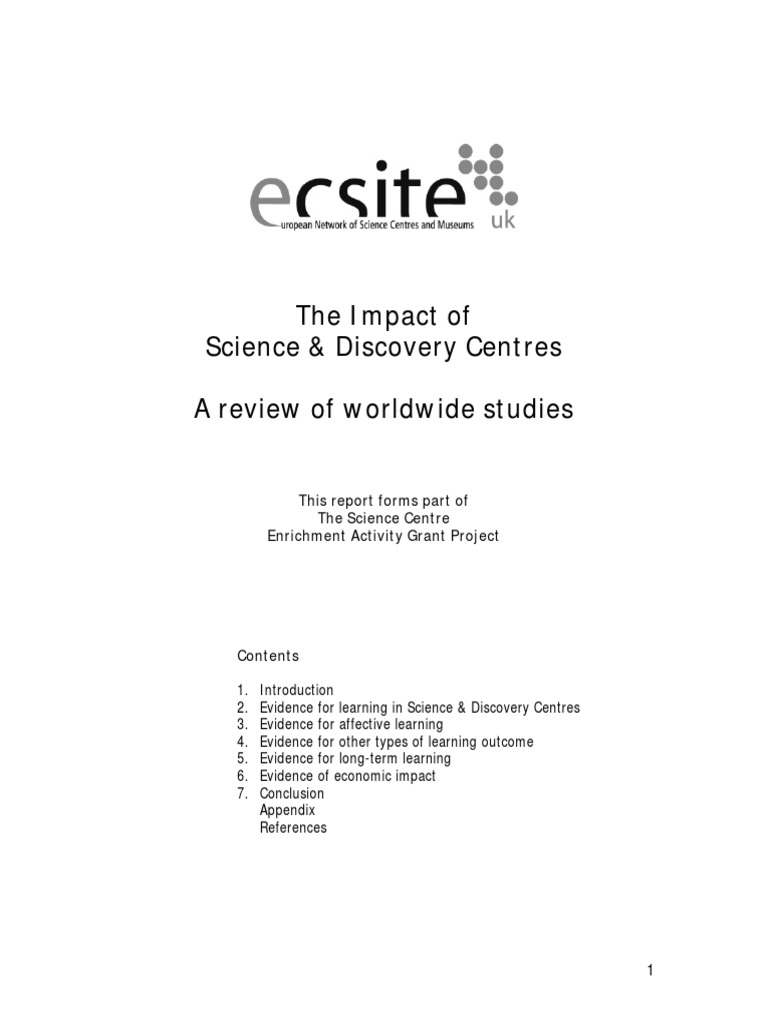 Impact of Science Discovery Centres Review of Worldwide Studies | PDF ...