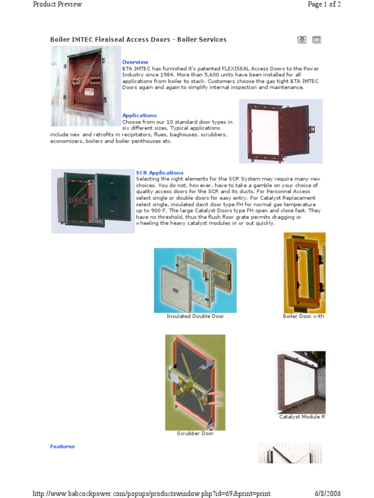 Boiler Flexiseal Access Doors | PDF | Computers | Technology & Engineering