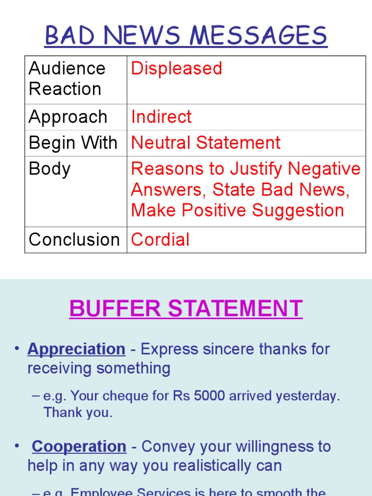 Bad News Messages: Audience Reaction Approach Begin With Body | PDF ...