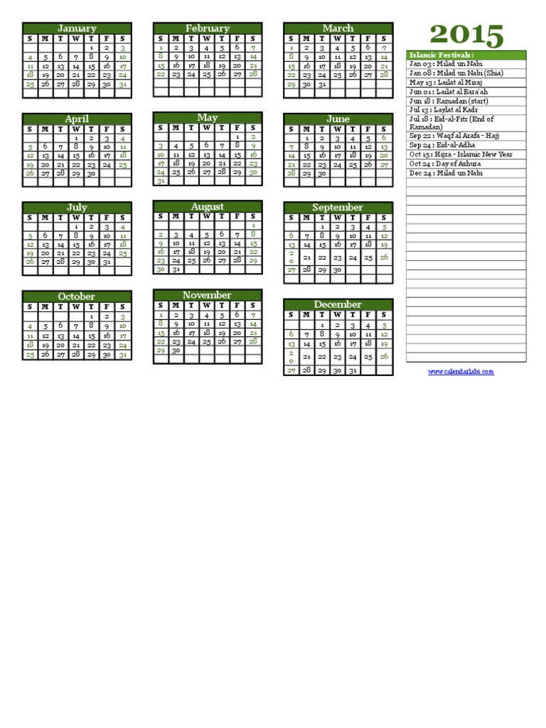 2015 Islamic Festival Calendar | PDF