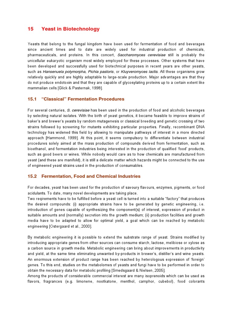 15 Yeast in Biotechnology | PDF | Yeast | Saccharomyces Cerevisiae