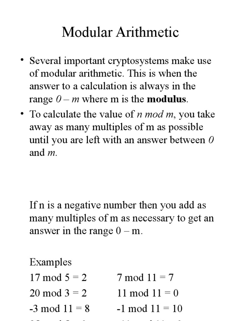 Modular Arithmetic Pdf Discrete Mathematics Number Theory
