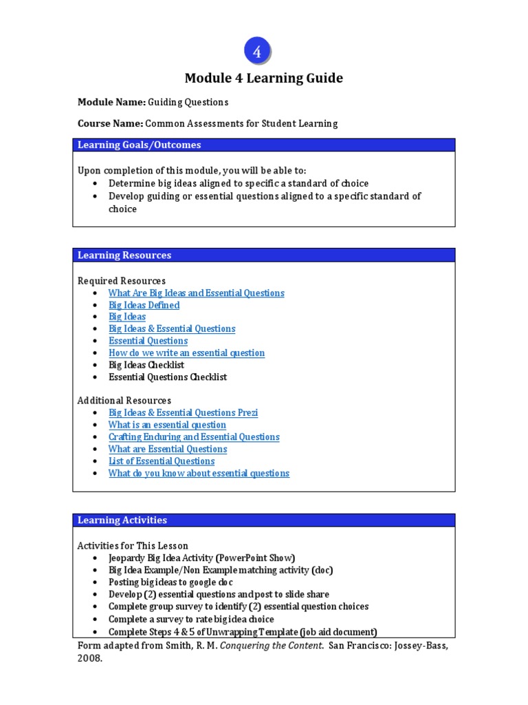 Module 4 Learning Guide: Module Name: Guiding Questions Course Name ...