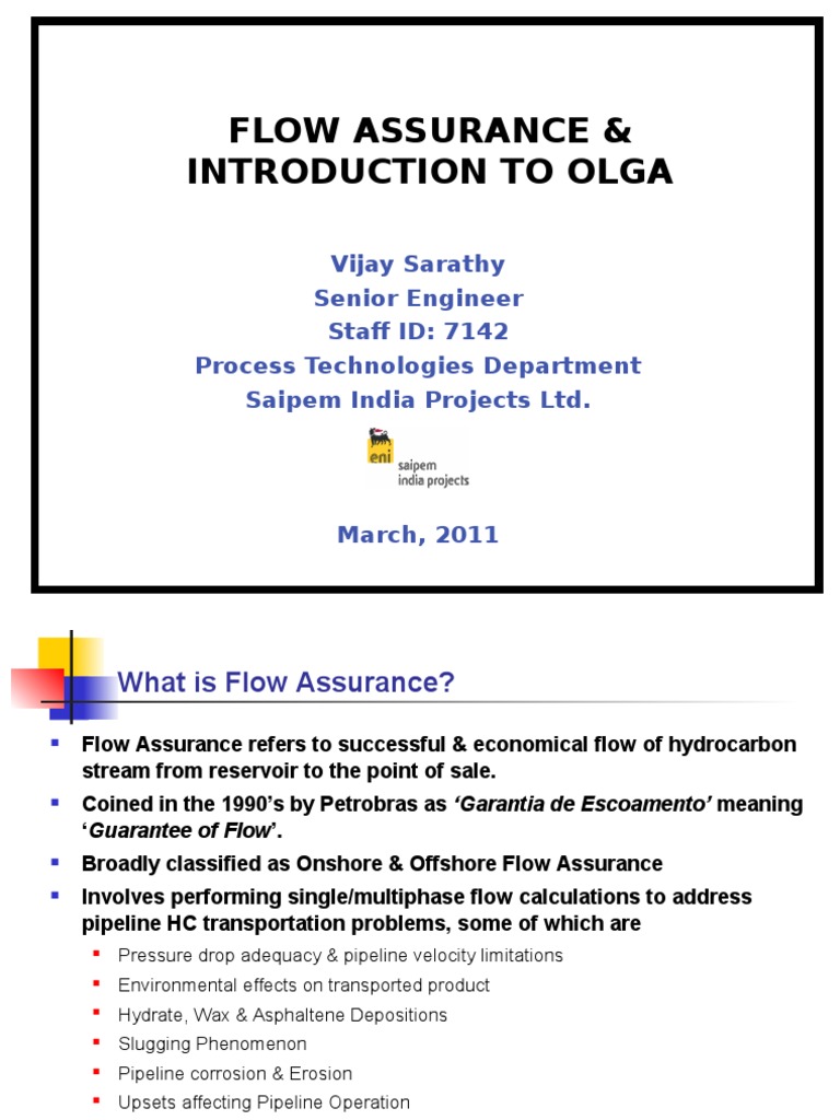 Flow Assurance & Introduction To Olga | PDF | Pipeline Transport | Pump