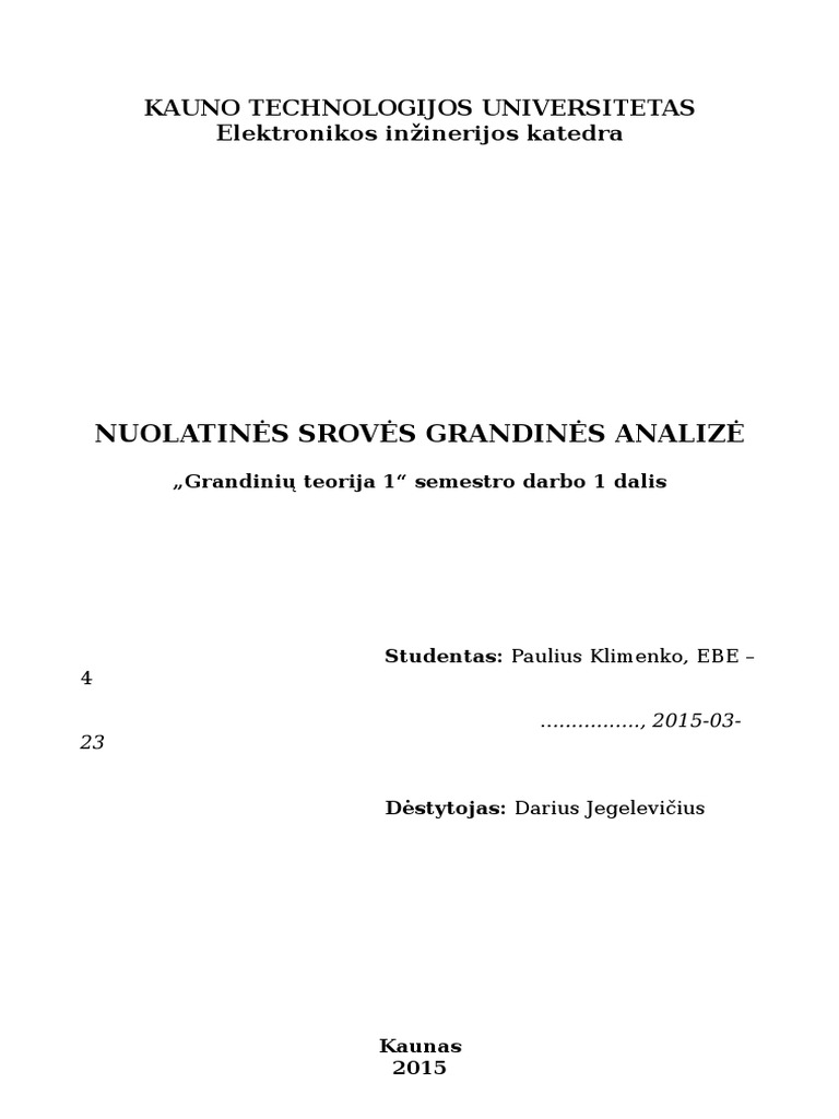 Paulius Klimenko. Grandinių Teorija 1 SD | PDF
