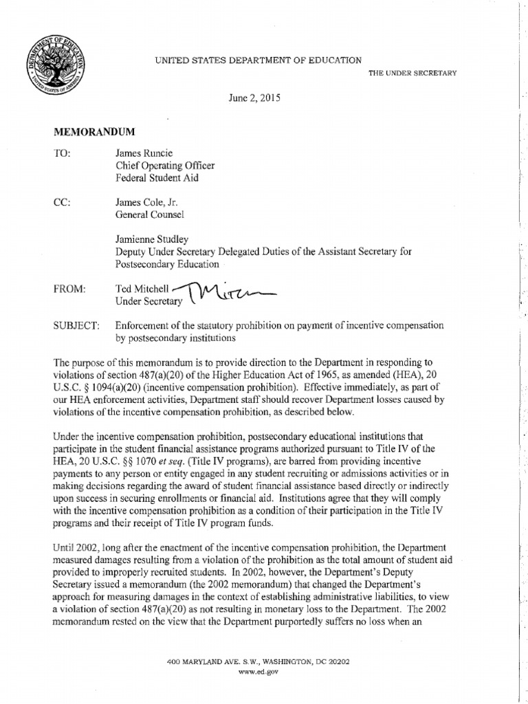 Mitchell Memo To Jim Runcie | PDF | Government Of The United States ...