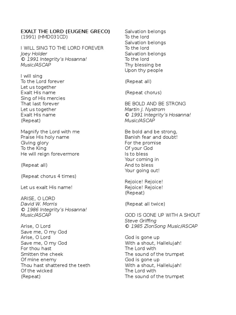 Exalt The Lord - Eugene Greco | PDF | Grace In Christianity | Christian ...