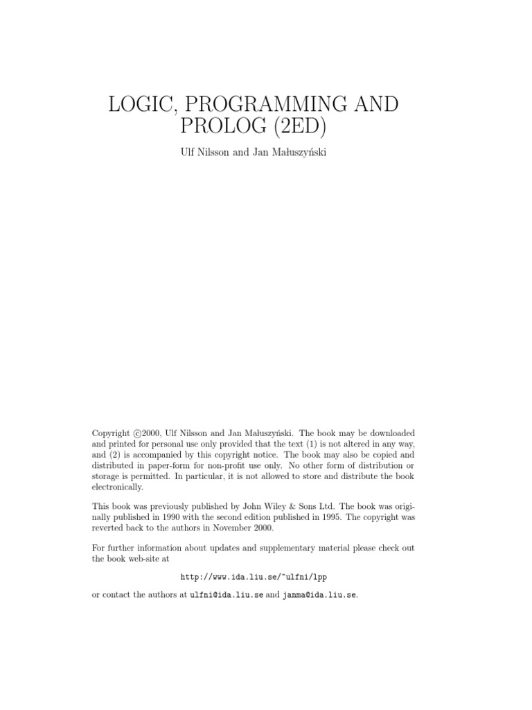 Artificial Intelligence Logic Programmingand Prolog Pdf First Order Logic 3823