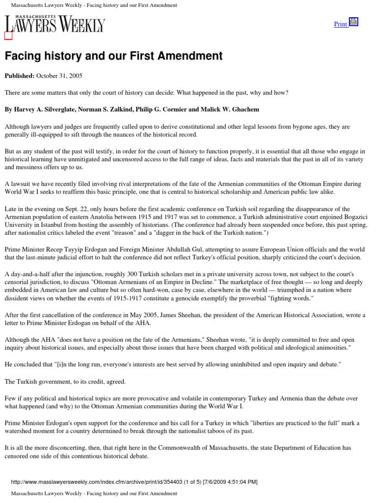 Facing History and Our First Amendment: Published: October 31, 2005 ...