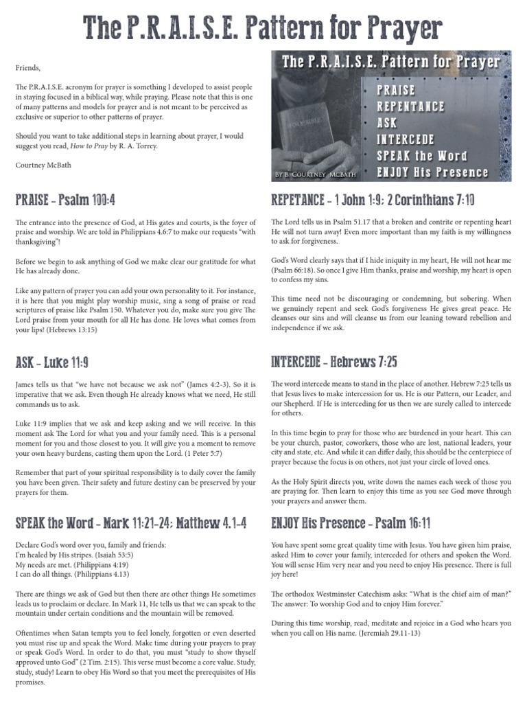 The P.R.a.I.S.E. Pattern For Prayer | PDF | Repentance | Prayer