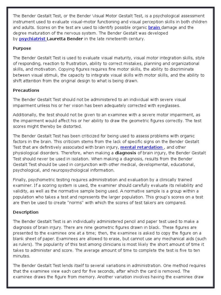 The Bender Gestalt Test | Mental Health | Psychiatry | Free 30-day ...