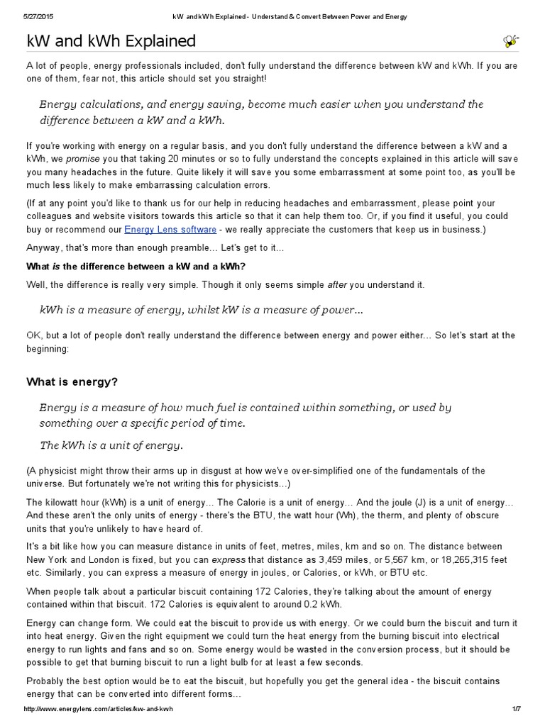 KW and KWH Explained - Understand & Convert Between Power and Energy ...