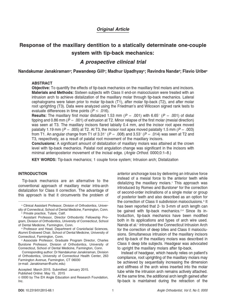 Tip Back | PDF | Orthodontics | Statistics