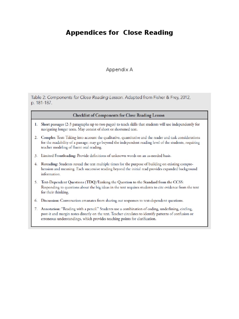 Appendix Close Reading | PDF