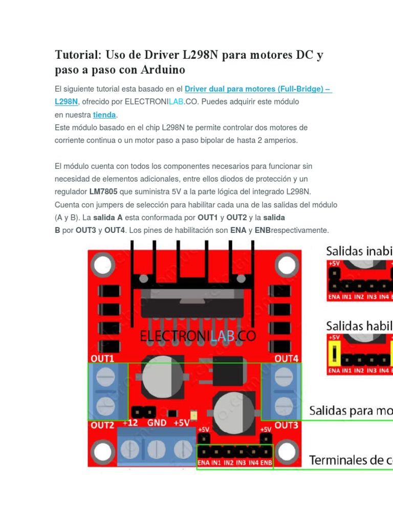 Tutorial L298N | PDF | Arduino | Ingenieria Eléctrica
