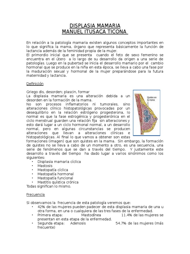 Displasia Mamaria | PDF | Cáncer de mama | Pecho